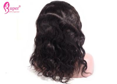 China Medium Brown Remy Lace Front Wigs With Bangs Body Wave Hair Naturally for sale