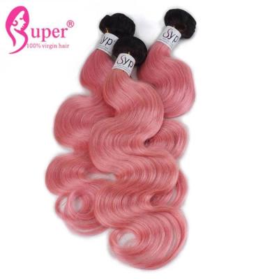 China 2 Color Ombre Brazilian Hair Weave Pink For Short Dark Hair Bundles Body Wave for sale