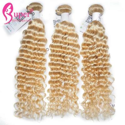China Smooth Blonde Ombre Human Hair Extensions Curly Remy Human Hair Weave for sale