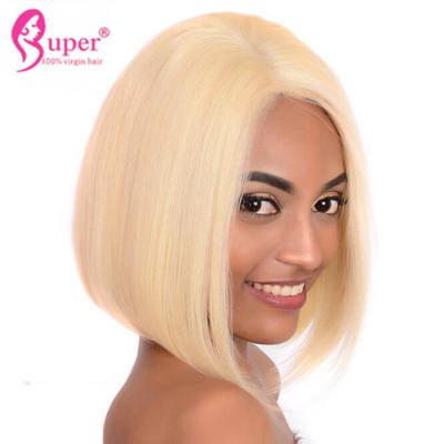 China Human Straight Hair Lace Wig 613 Russian Blonde Short Bob Smooth for sale