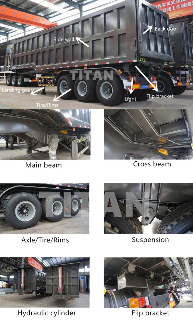 Tri axle 30/35cbm dropdeck dump Tipper Semi Trailer for Nigeria