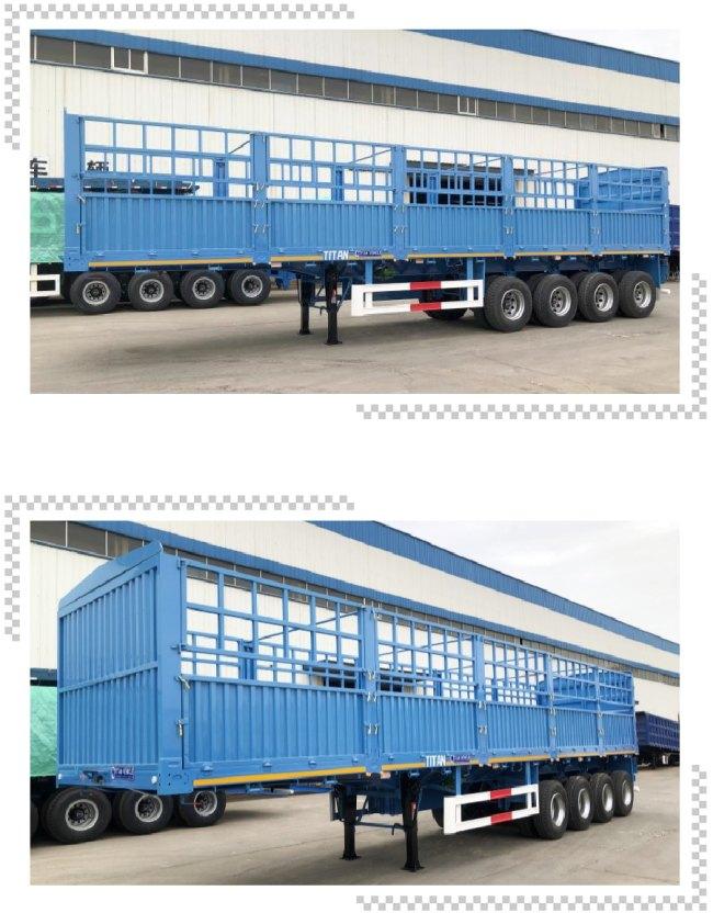 TITAN 4 Axle 80Ton Fence Cargo Trailer with Fence Cargo Semi Trailer