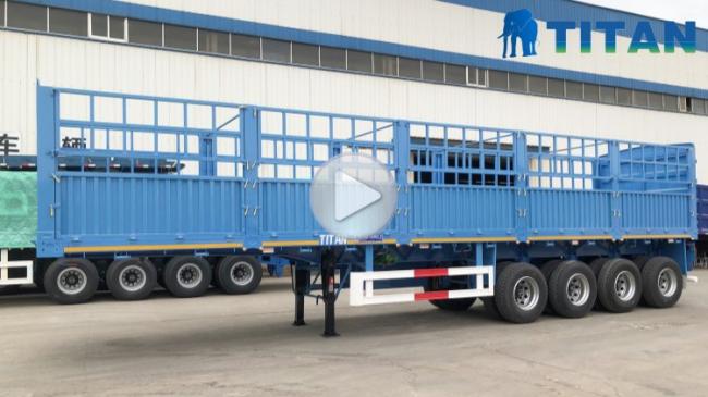 TITAN 4 Axle 80Ton Fence Cargo Trailer with Fence Cargo Semi Trailer
