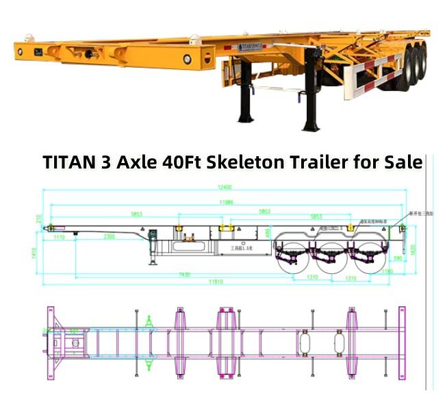 TITAN 3 Axle 40Ft Skeleton Trailer for Sale