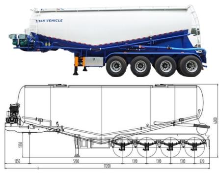 TITAN 4 Axle 40m³ Cement Tanker Semi Trailer Cement Tanker Price