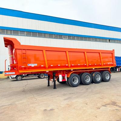 中国 4 Axle 35 40 45 m3 Dump Semi Trailer Tipper Trailer Hydraulic Rear End Trailer for Sale 販売のため