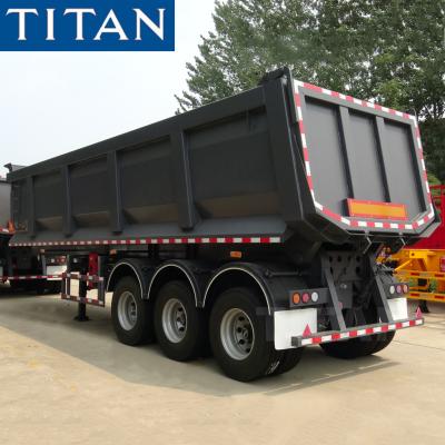 China Heavy Duty 3 Axle 33cbm Hydraulic End Dump Truck Trailer for Nigeria à venda
