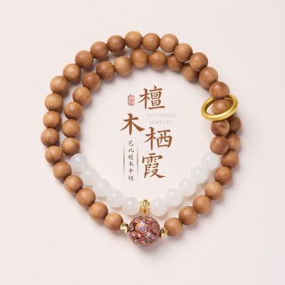 China Natural RoseWood Beads Bracelets For Women Classic Sandal Wood Beads Bracelets Men Wooden Yoga Jewelry for sale