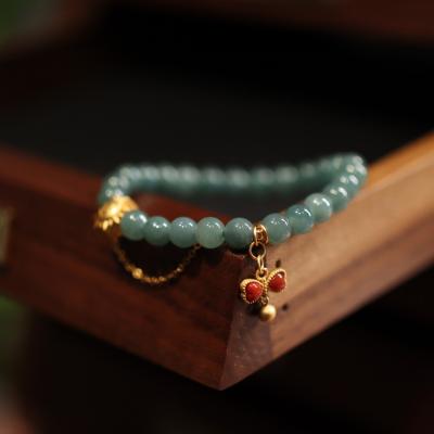 China New Natural Jade Bracelet Handmade Natural Light Green White Jade Chinese Round Bead Bangles Women Reiki Healing Health Care Energy Strand Bracelets for sale