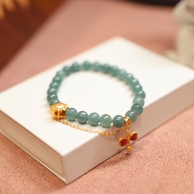 China New Natural Jade Bracelet Handmade Natural Light Green White Jade Chinese Round Bead Bangles Women Reiki Healing Health Care Energy Strand Bracelets for sale