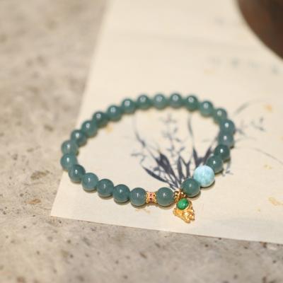 China New Natural Jade Bracelet Handmade Natural Light Green White Jade Chinese Round Bead Bangles Women Reiki Healing Health Care Energy Strand Bracelets for sale