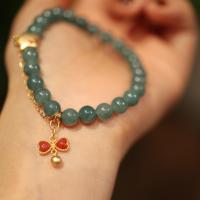 Quality New Natural Jade Bracelet Handmade Natural Light Green White Jade Chinese Round for sale