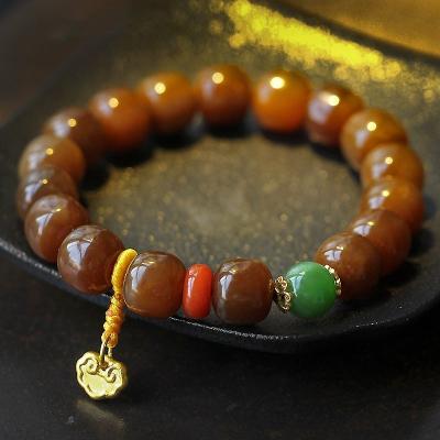Chine Pierre naturelle Bracelets de jade hétien Bracelets de pierre précieuse Agate Perles Bracelets de pierre de bijoux Beige Calcédoine Perles Bracelets soulager la fatigue à vendre