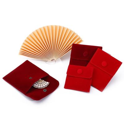 China Elegant Luxury Noble Eco Friendly Biodegradable Velvet Jewelry Velvet Bag Snap Button Jewelry Bag Jewelry Bag Necklace Bracelet Ring Jewelry Packaging Bag for sale