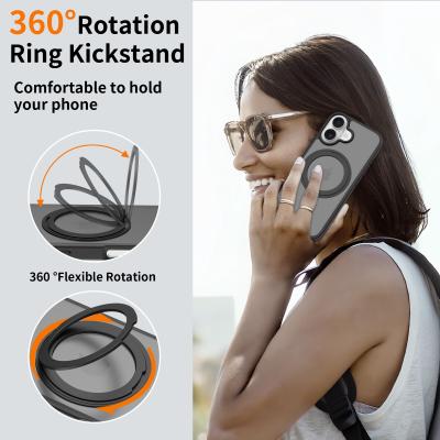 China Customized Apple 17 Mobile Phone Case With Stand 360 Rotation IPhone16pro Magnetic Anti-Fingerprint Skin-Feel Mobile Phone Case for sale