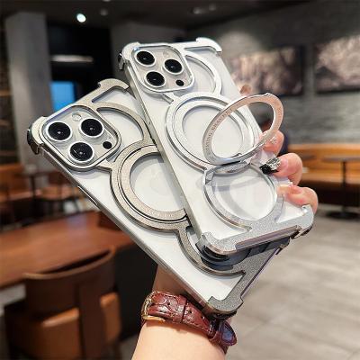China Apple 16 Mobile Phone Case Metal Magnetic IPhone17 Borderless 360 Degree Rotating Bracket 15p Full Cover Protective Cover for sale