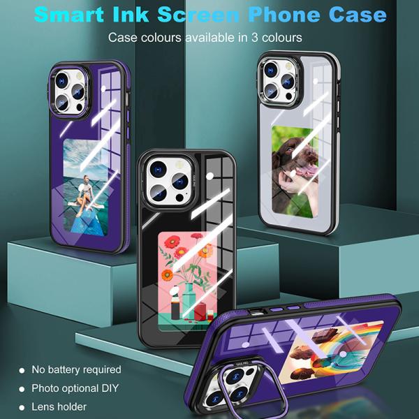 Quality IPhone 16 Mobile Phone Case Metal Magnetic IPhone 17 Mobile Phone Case DIY Color Display Mirror Suitable For Apple Mobile Phone Protective Cover NFC Screen Ink Screen Mobile Phone Case for sale