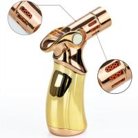 China Four Jet Butane Torch Lighter Refillable Adjustable Flame 1300C Windproof Cigar Kitchen for sale