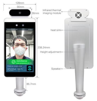 China Android 7.1 Wall Mounted 8 Inch Monitor With Body Temperature & Face Recognition for sale