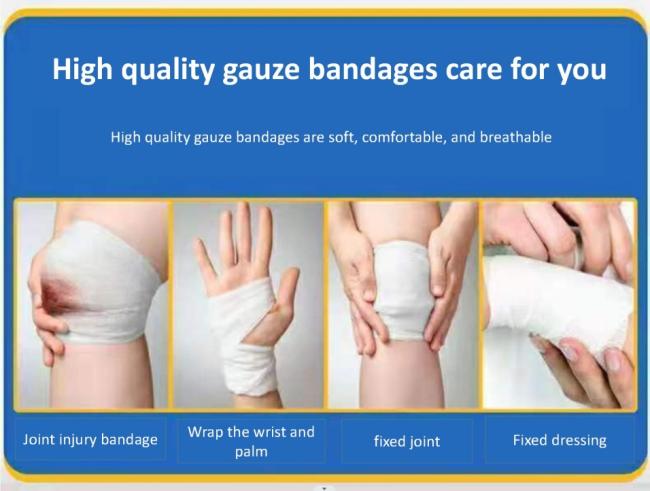 Custom First Aid Bandage Medical Gauze Bandage Cotton Gauze Bandage Roll