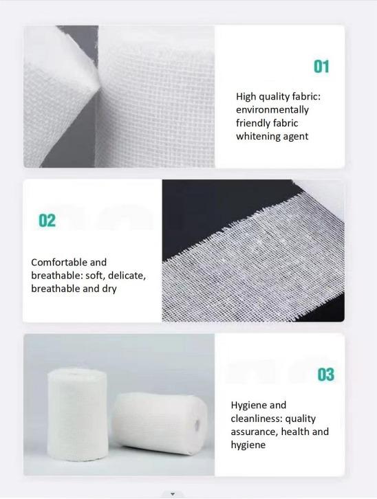 Custom First Aid Bandage Medical Gauze Bandage Cotton Gauze Bandage Roll