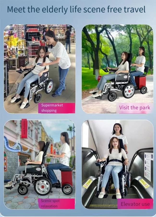 Professional Wheelchairs Controllers & Joysticks Travel Power Wheelchair for Disabled Man Foldable Automatic Home Use