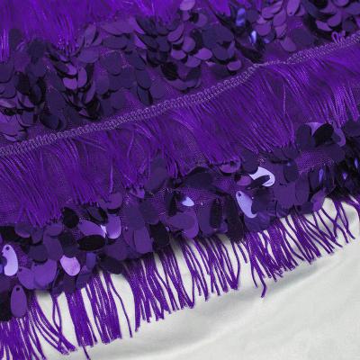China Factory Direct Sale Embroidery Custom Colors Wedding Dress Curtain Tassels Lace Mesh Sequin Fabric for sale