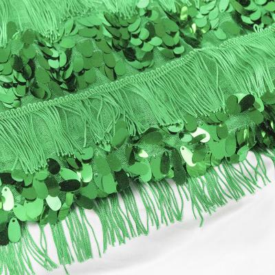 China Woven High Quality Embroidery Custom Colors Wedding Dress Curtain Tassels Lace Mesh Sequin Fabric for sale