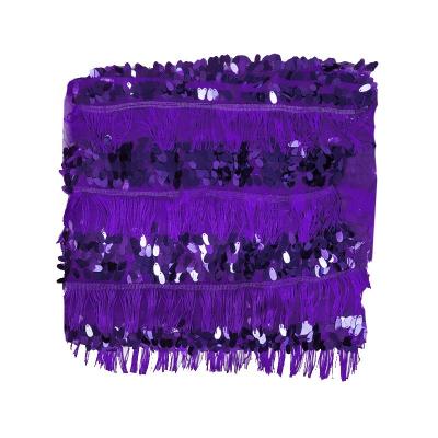 China Good Price Customized  Lady Dress Stage Wear Fabric Tassels Sequin Fabric for sale