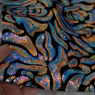 China 2021 High Quality  Wholesale China Factory 3mm Embroidered Sequin Fabric African USA India Hot Sale Dress Style for sale