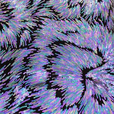 China Hot Latest Design Spangle 4 Way Stretch Embroidery Velvet Sequin Fabric from Big Factory for sale