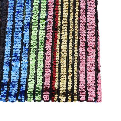 China Fashion Customized Embroidery Colorful Stripe Mesh Sequin Fabric for Dressing Backdrop etc for sale