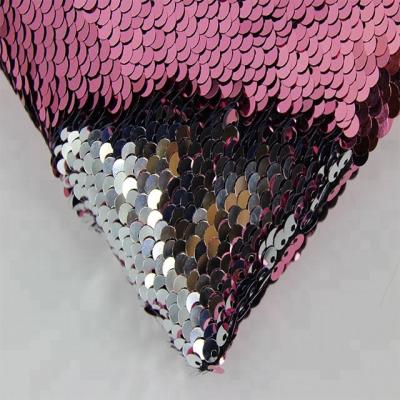 China Wholesale 5 mm Two Tone Embroidery Double Sided Sequin Fabric Reversible For Wedding Dress for sale