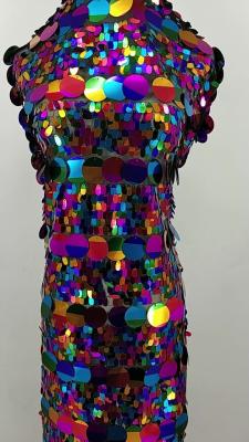 China Beautiful Full Embroidery Mirror Sequins design Fabric for Backdrop for sale