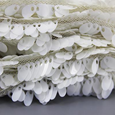 China Plain Light White Mermaid Sequin Fabric for sale
