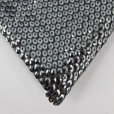 China 100% Polyester 3D Sequin Silver/Black Dangle Sparking Metal Sublimation Sequin Fabric for sale