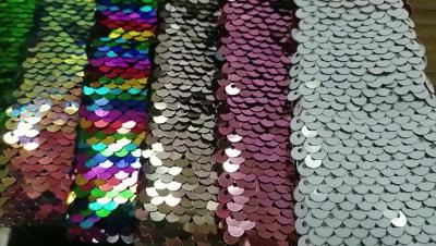 China Good Price 5mm Two Side Turn Over Reversible Sequin Fabric  Embroidery Applique Teal Sequin Fabric for sale
