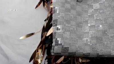 China Cheap Net Embroidery Mesh Party Sparkle Sequin Fabric Saree Border for sale