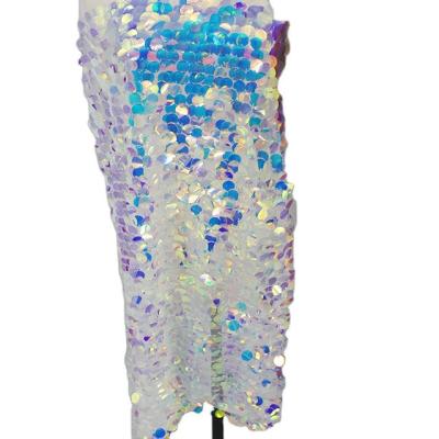 China Factory Directly Sale 40mm Cheap Price Dark Blue Large Round Iridescent Sequin Fabric On Sale for sale