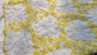 China Garment Cloth Sequin Fabrics Yellow Sequined Embroidered Fabric for sale