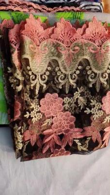 China High Quality Lady Wedding Dress Fabric Custom Made Satin Embroidery Fabric Comfortable Lace Embroidery Curtain Fabric for sale