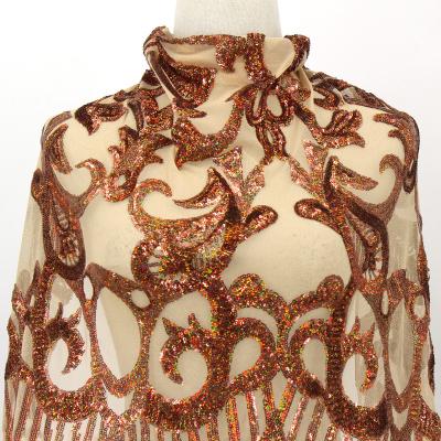 China 4 Way stretch net sequin design fabric used for garment and dressing for sale