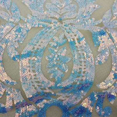 China Factory Direct Sale Polyester Paillette Stretch Embroidery Mesh Sequin Fabric For Dress for sale