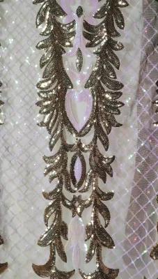 China Latest China Factory 3mm Embroidered Sequin Fabric African USA India Hot Sale Dress Style for sale