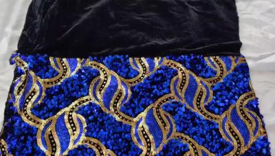 China Wholesale designer fabric ankara sequin fabric fabricas textiles india Custom Factory Cheap PriceVelvet base Sequin Fabric for sale