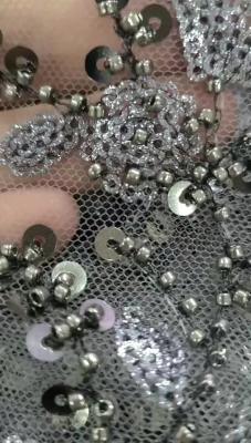 China 2021 Top heavy work hand made Beaded Sequin Fabric for Embroidery Lace Garments Wedding Dress for sale
