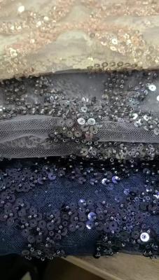 China New Style High Quality Embroidery Custom Colors Wedding Dress Curtain Lace Mesh Sequin Fabric for sale