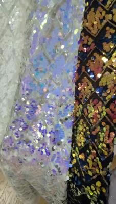 China Adding Sequins to Fabric PVC Purplish Red Sequins Embroidery and Sequin Fabric for sale