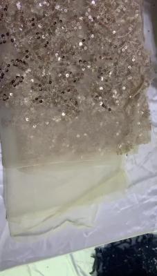 China Hot Sale New Design Wedding Decoration Pearl Flower Embroidery Luxury Sequin Fabric for sale