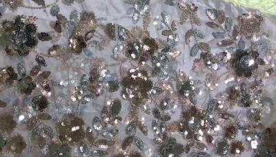 China white embroidery crystal heavy for dresses bridal fabric luxury embroidery beads sequins beading beaded lace fabric for sale
